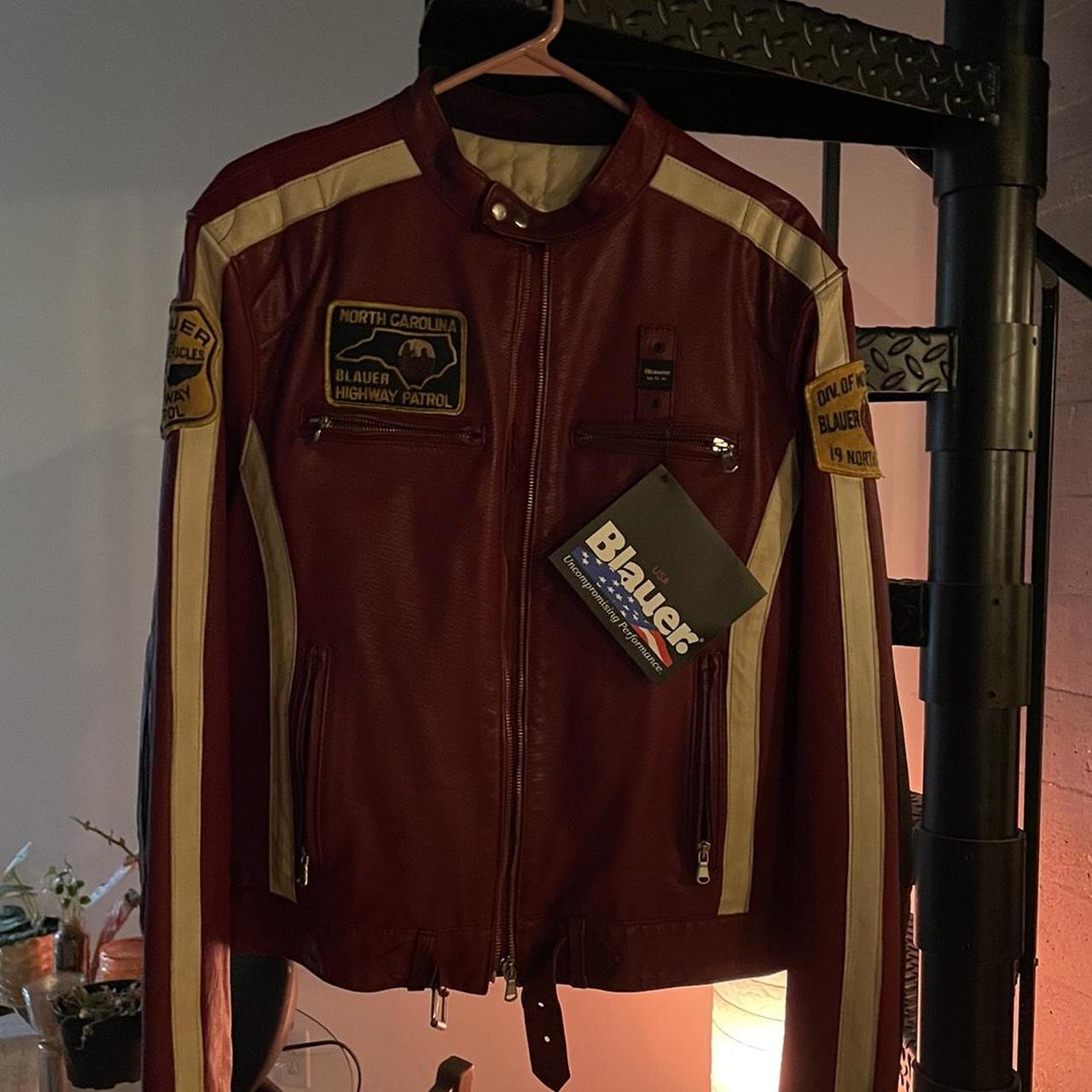 Rare 2005 BLAUER leather motorcycle inspired racer... - Depop