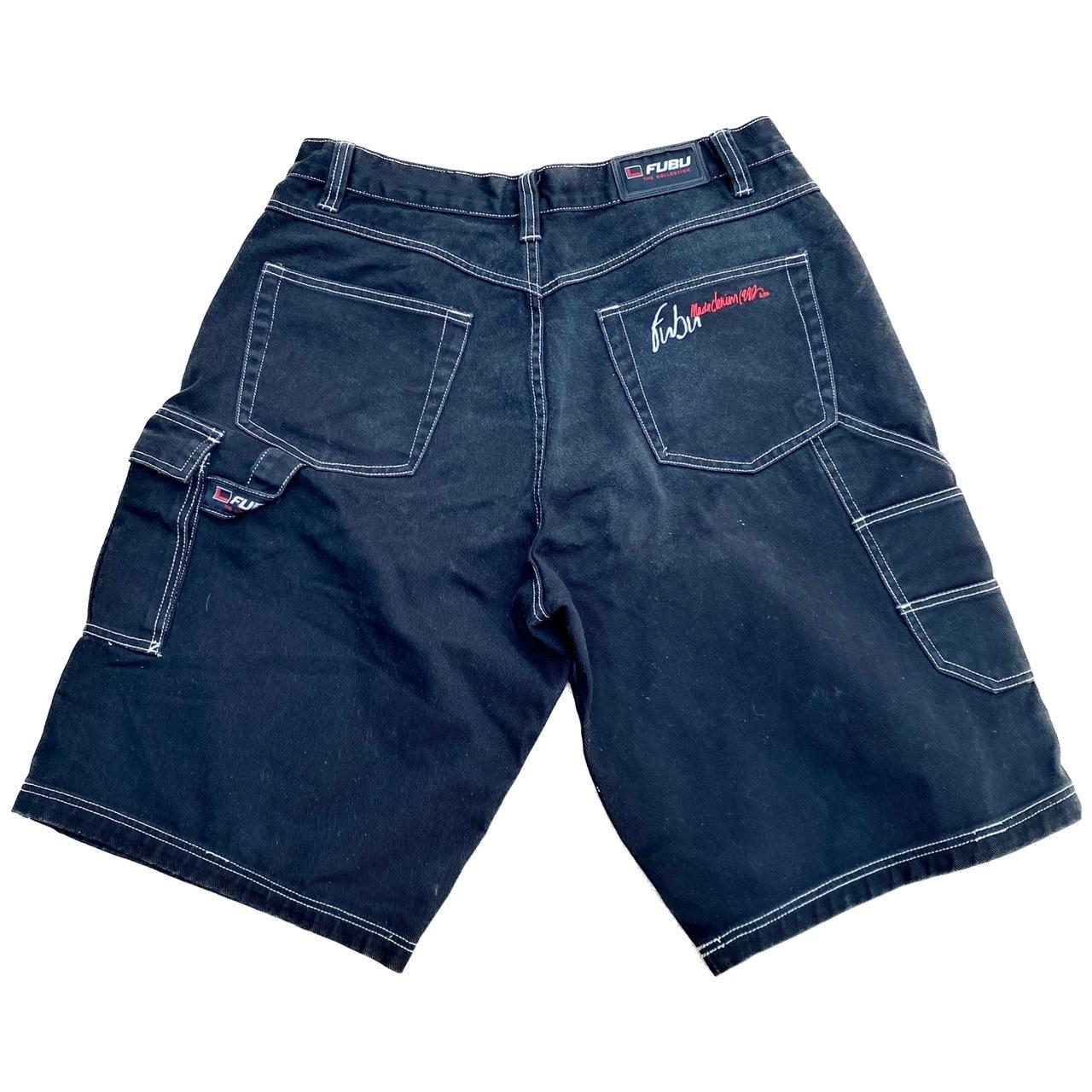 vintage contrast stitch black Fubu jorts. basically... - Depop