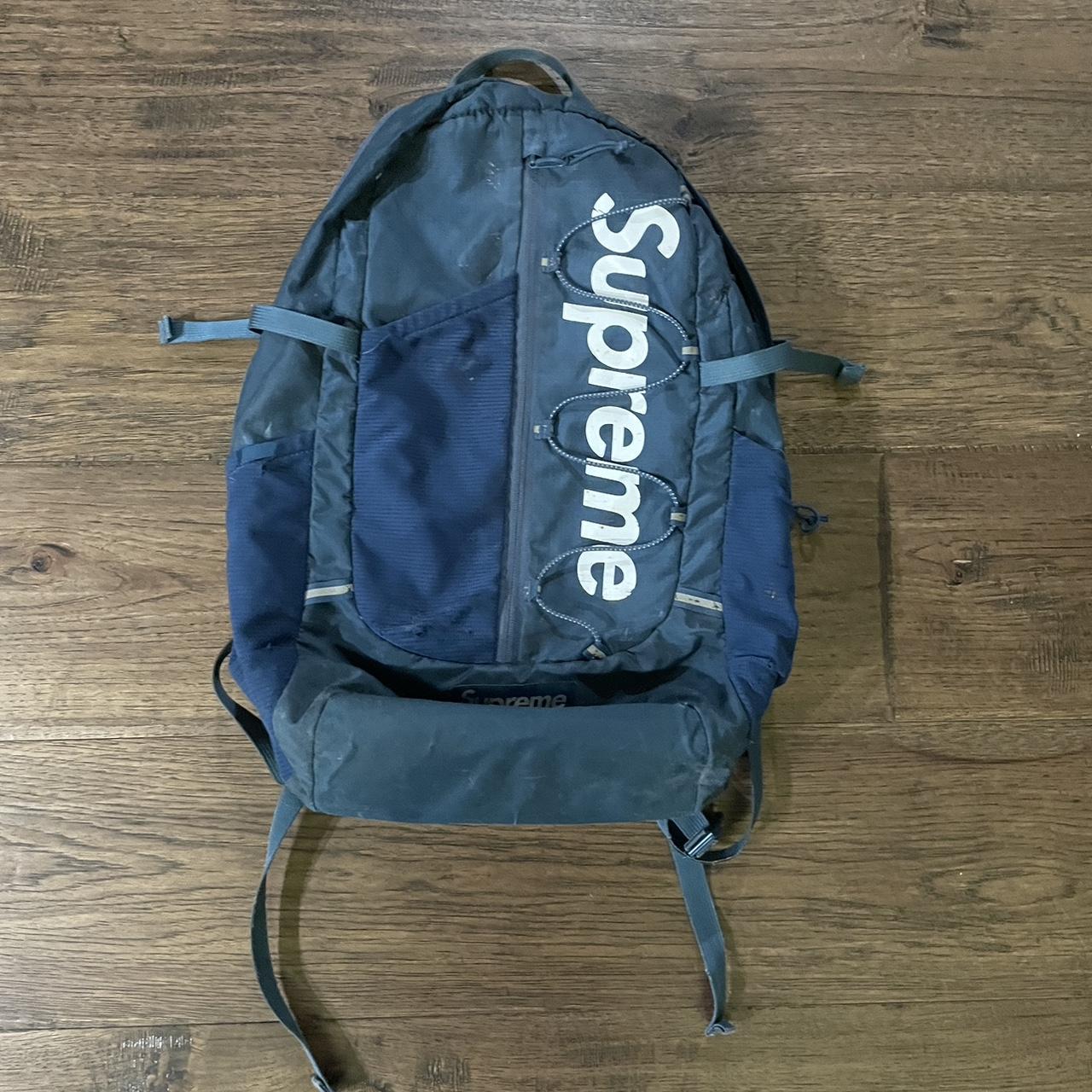 supreme backpack hiking backpack authentic, teal... - Depop
