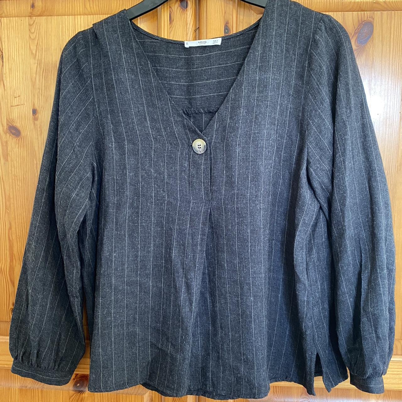 Mango pinstripe work top. Nice hang to the material,... - Depop