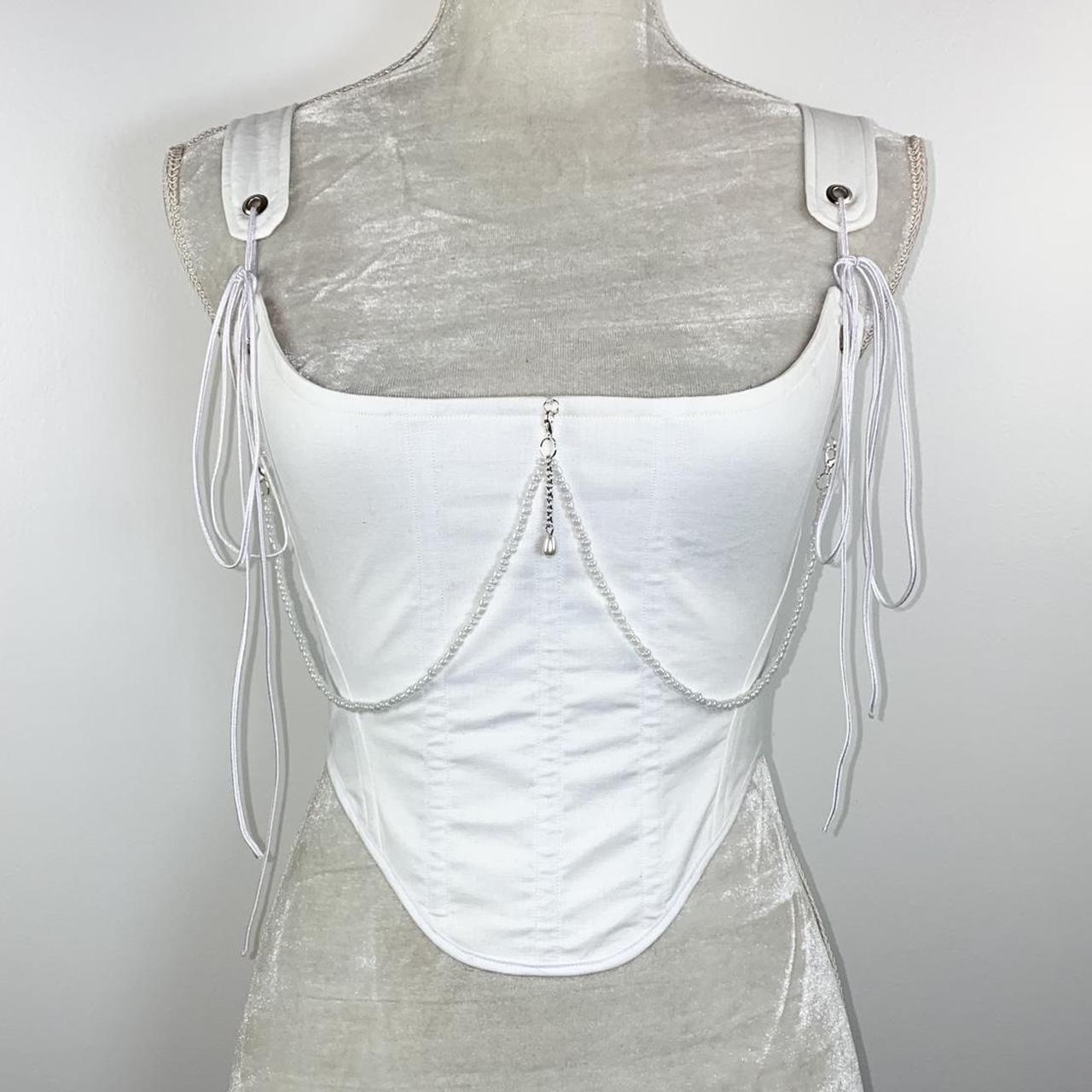 Custom, hand made, corset style top. Pearl and... - Depop