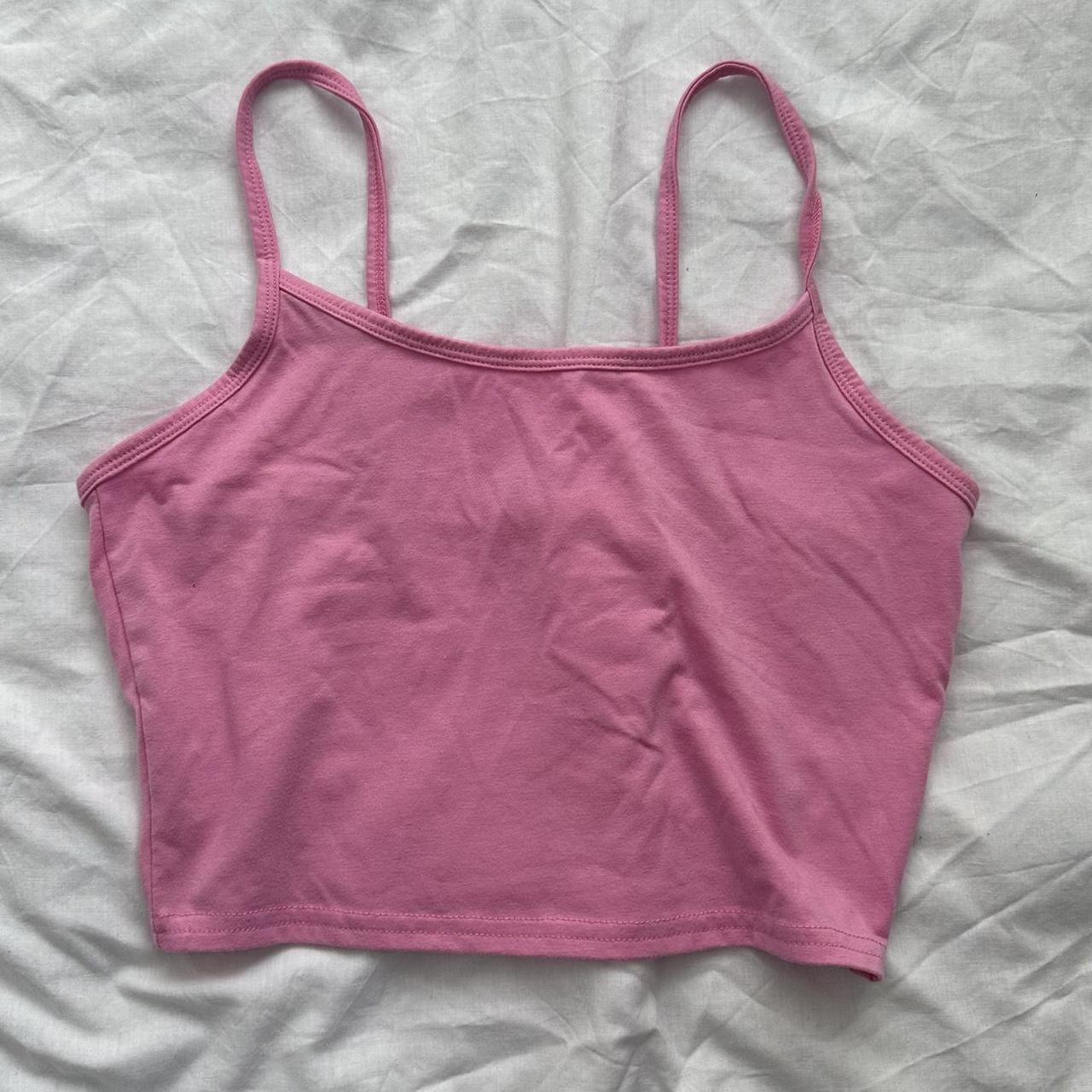 shein pink crop top, size xs, worn 2-3 times, in... - Depop