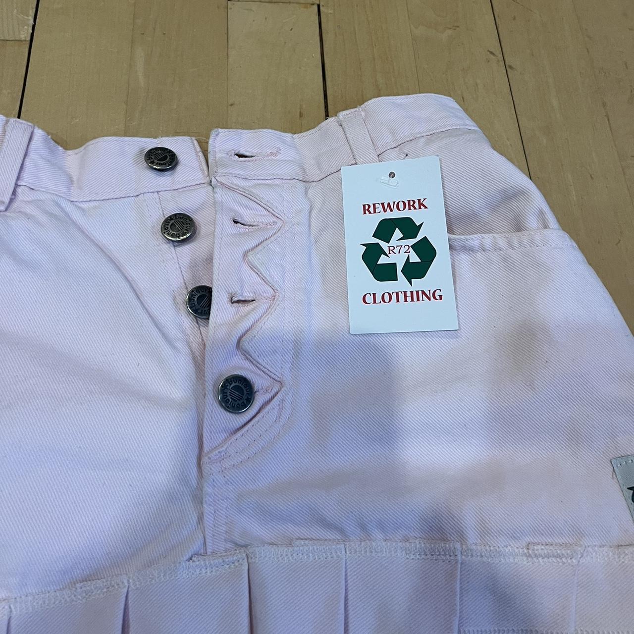 Vintage Rework Clothing Pink Denim Mini Skirt Size... - Depop