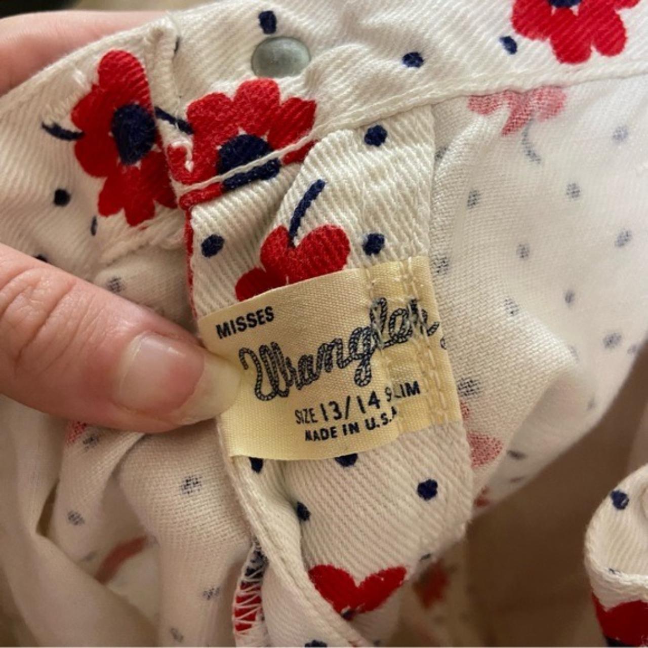 Wrangler Flower Print Jeans Vintage Size 13/14... - Depop