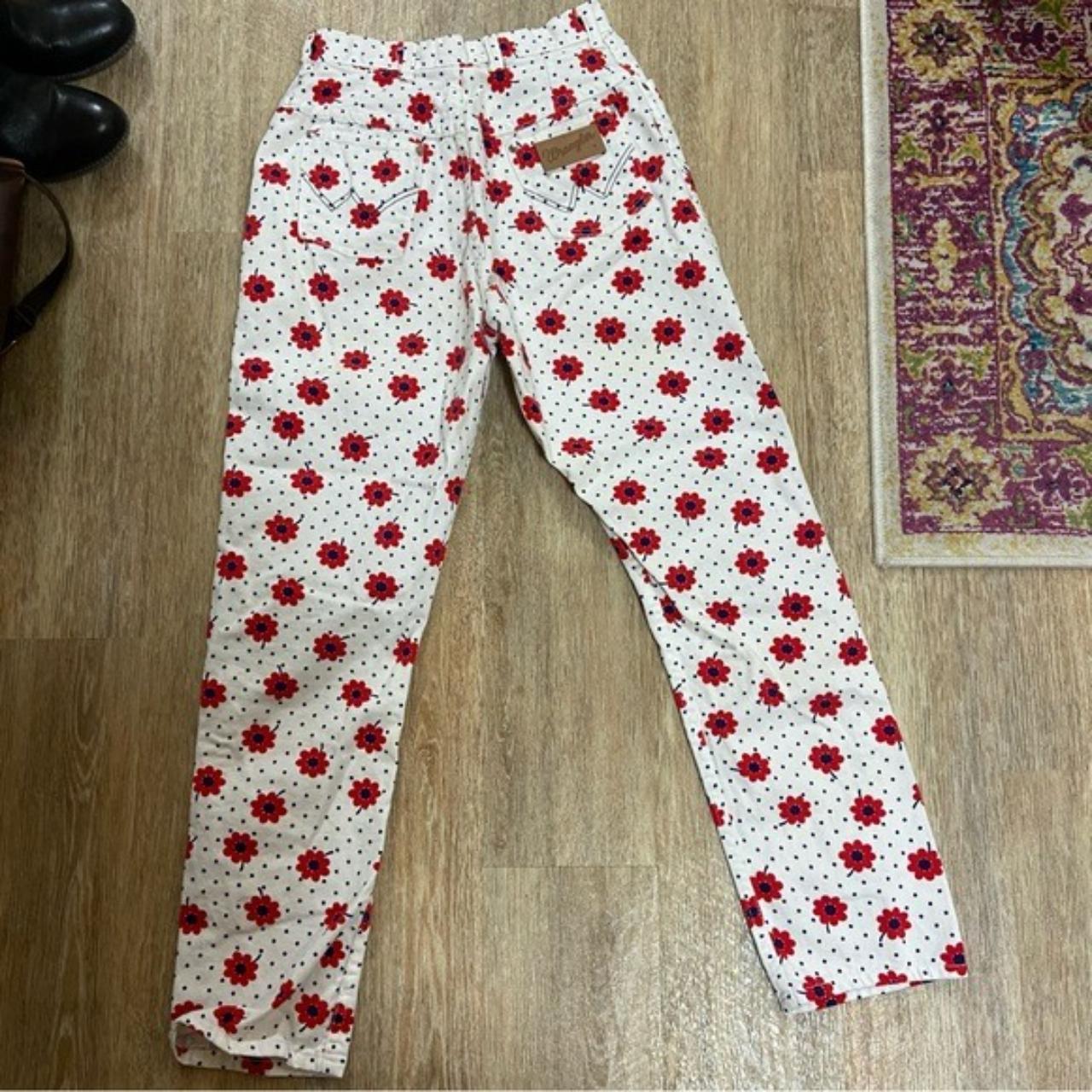 Wrangler Flower Print Jeans Vintage Size 13/14... - Depop