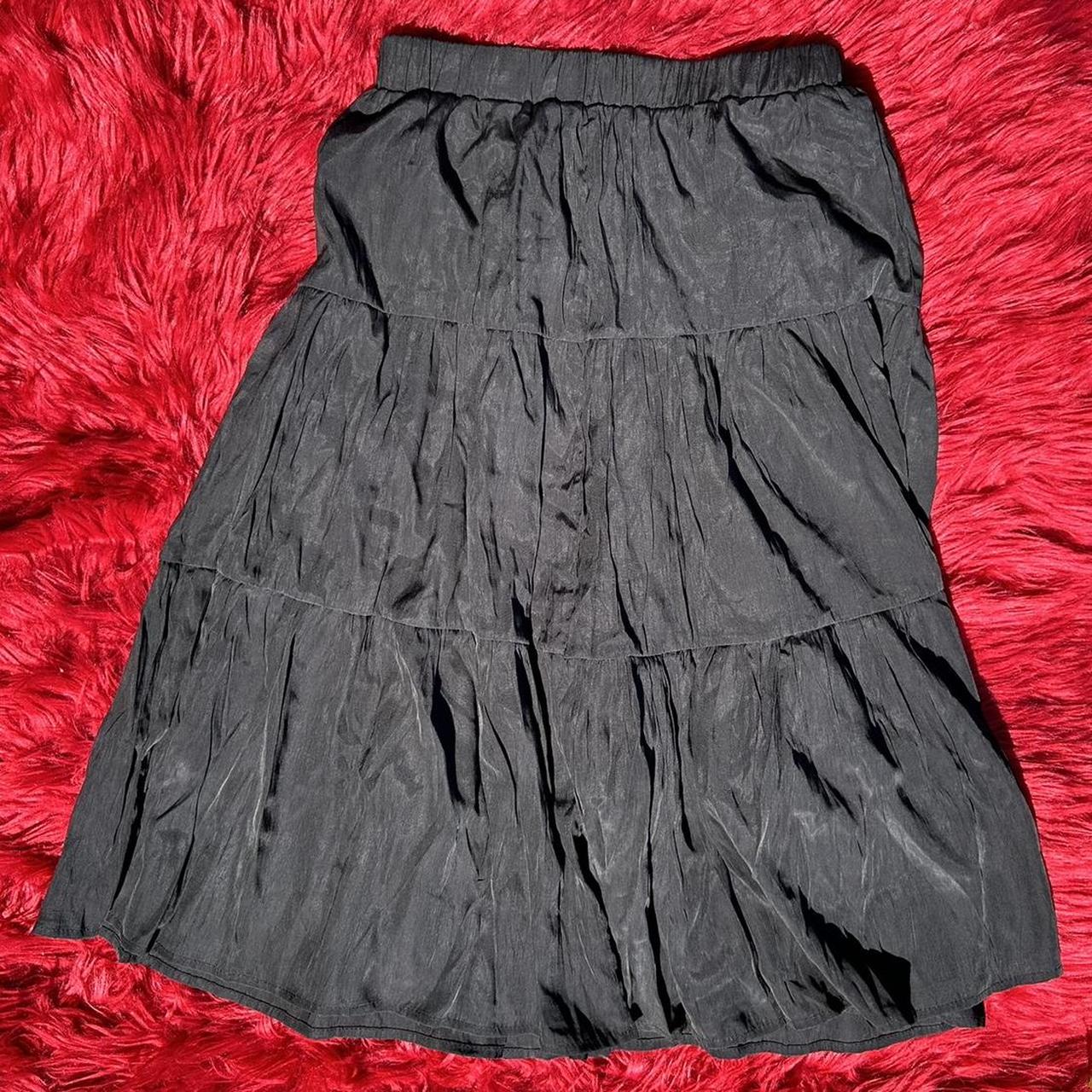 Long ruffle skirt End hits around mid calf I’m 5’2 - Depop