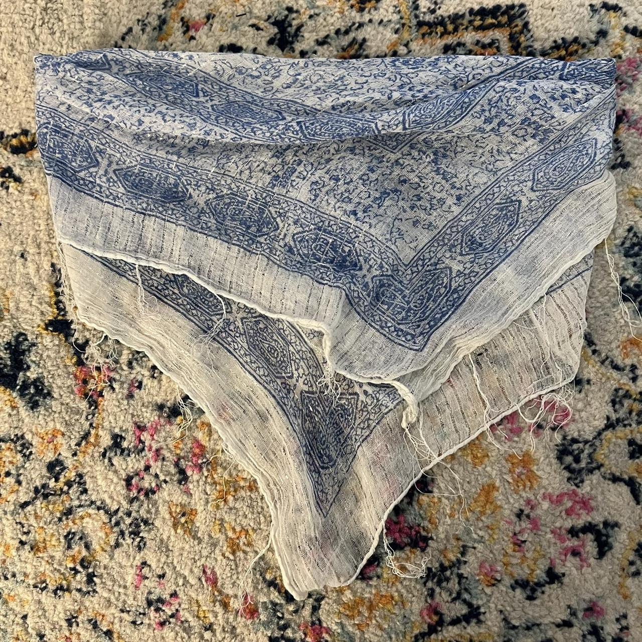 beautiful blue and white wrap with silver sparkle... - Depop