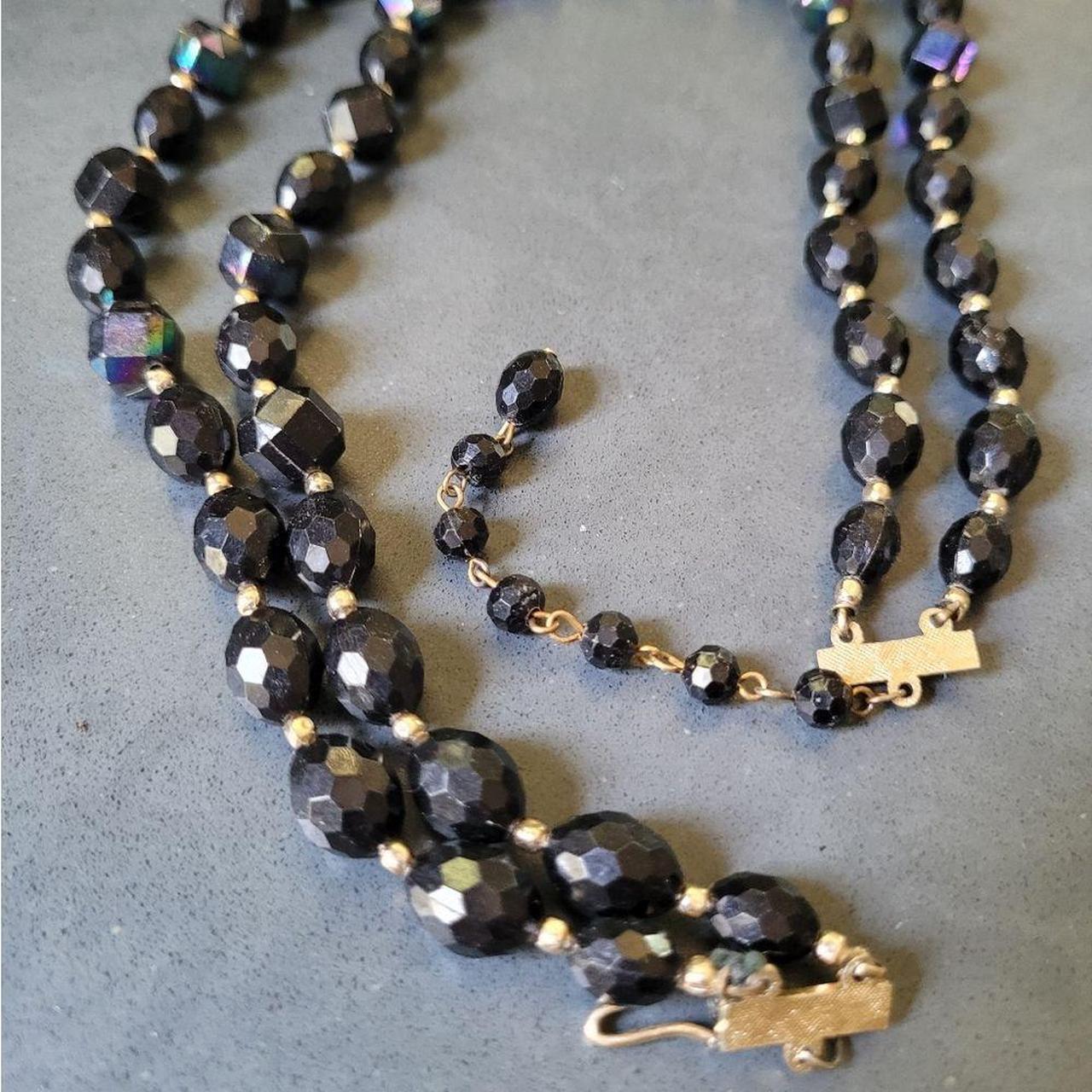 Vintage 50s Oil Spill Iridescent Double Strand... - Depop