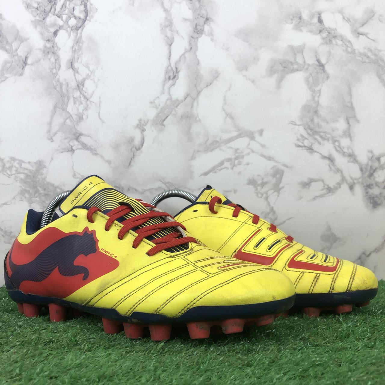 Puma Football Boots Yellow & Blue Power Cat 4... - Depop