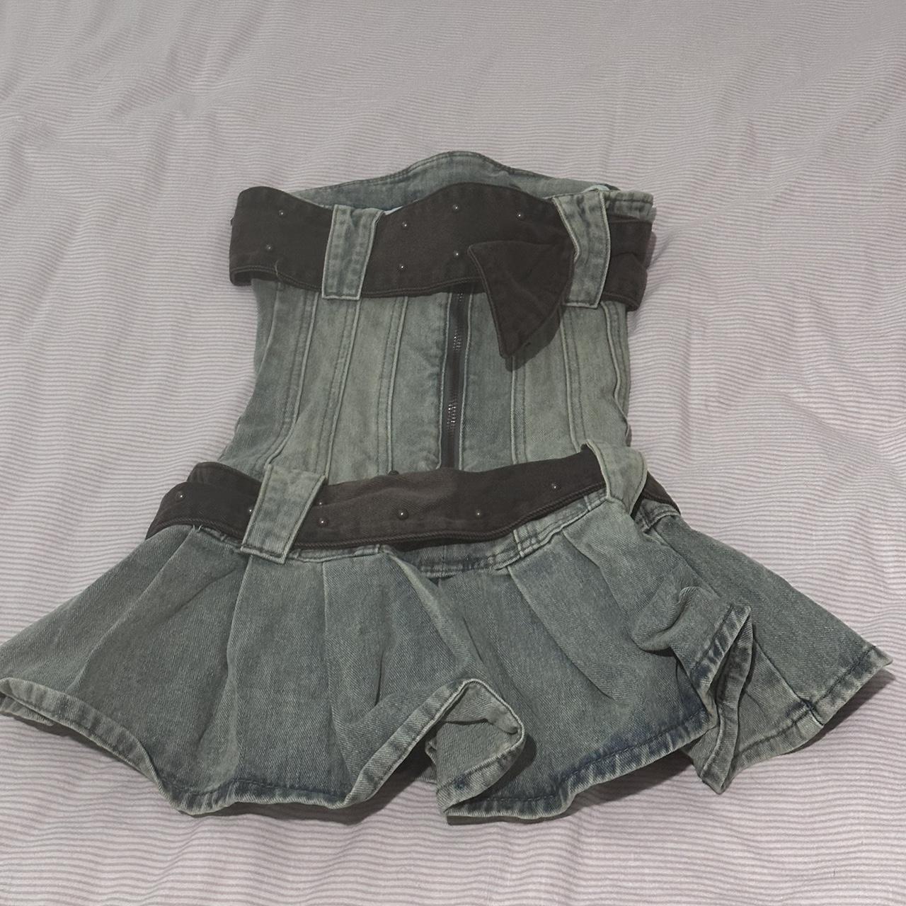 JADED LDN Chelsea Denim Kilt Mini Dress tags still... - Depop