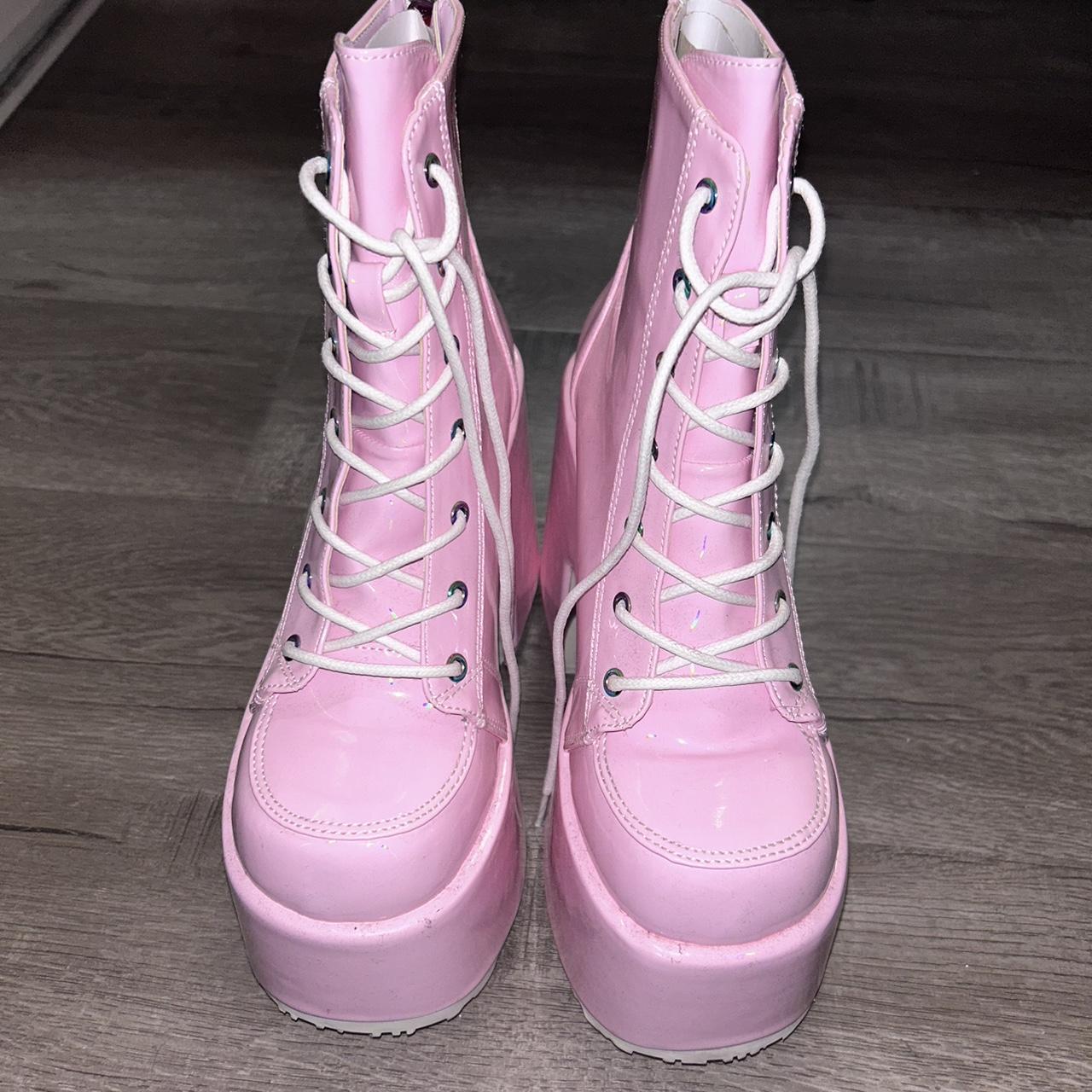 Pink Camel-203 demonia boots, worn once, women size... - Depop