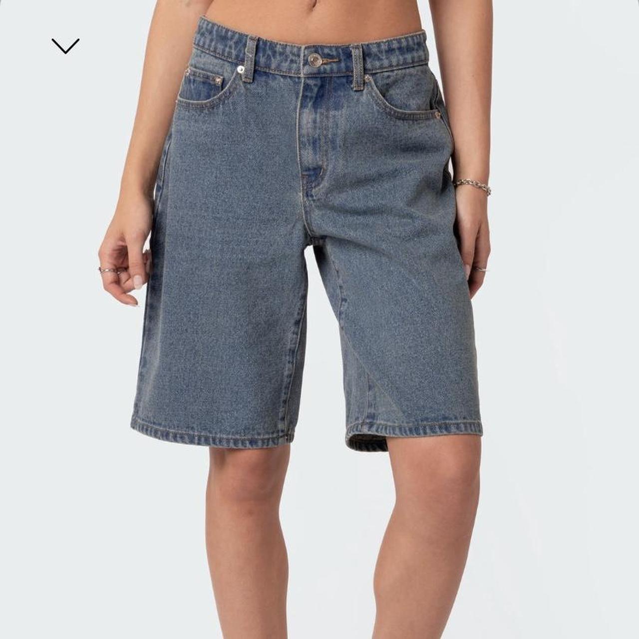 Edikted long denim shorts Jorts Size xs - Depop