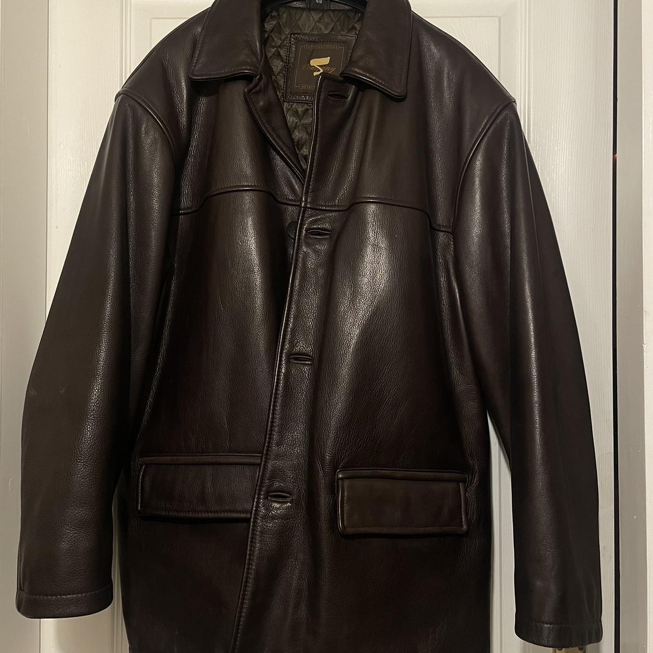 men’s vintage XXL chocolate brown leather jacket •... - Depop