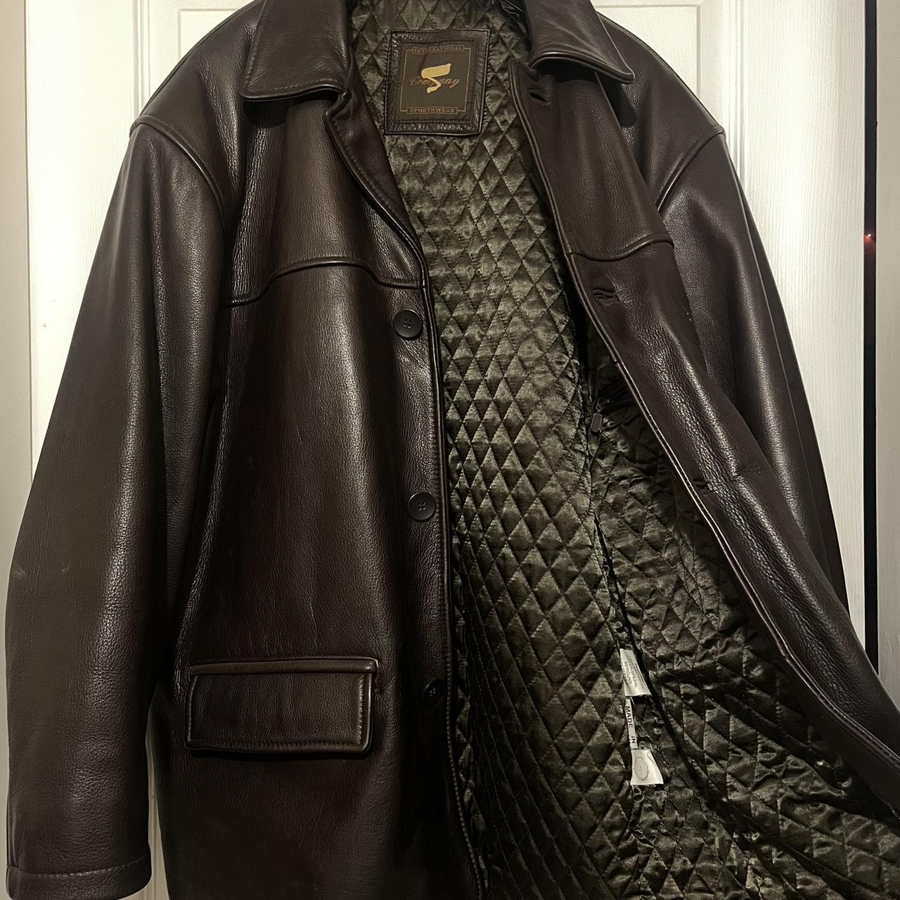 men’s vintage XXL chocolate brown leather jacket •... - Depop