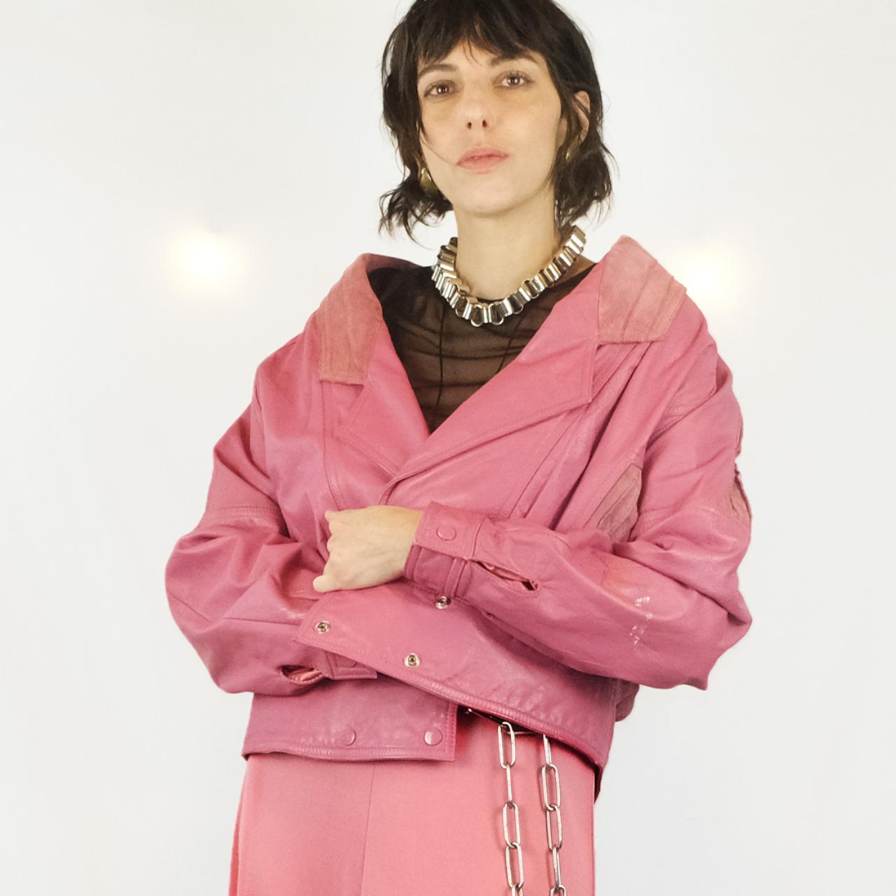 Vintage 80s Pink Leather Jacket - Super soft Barbie... - Depop