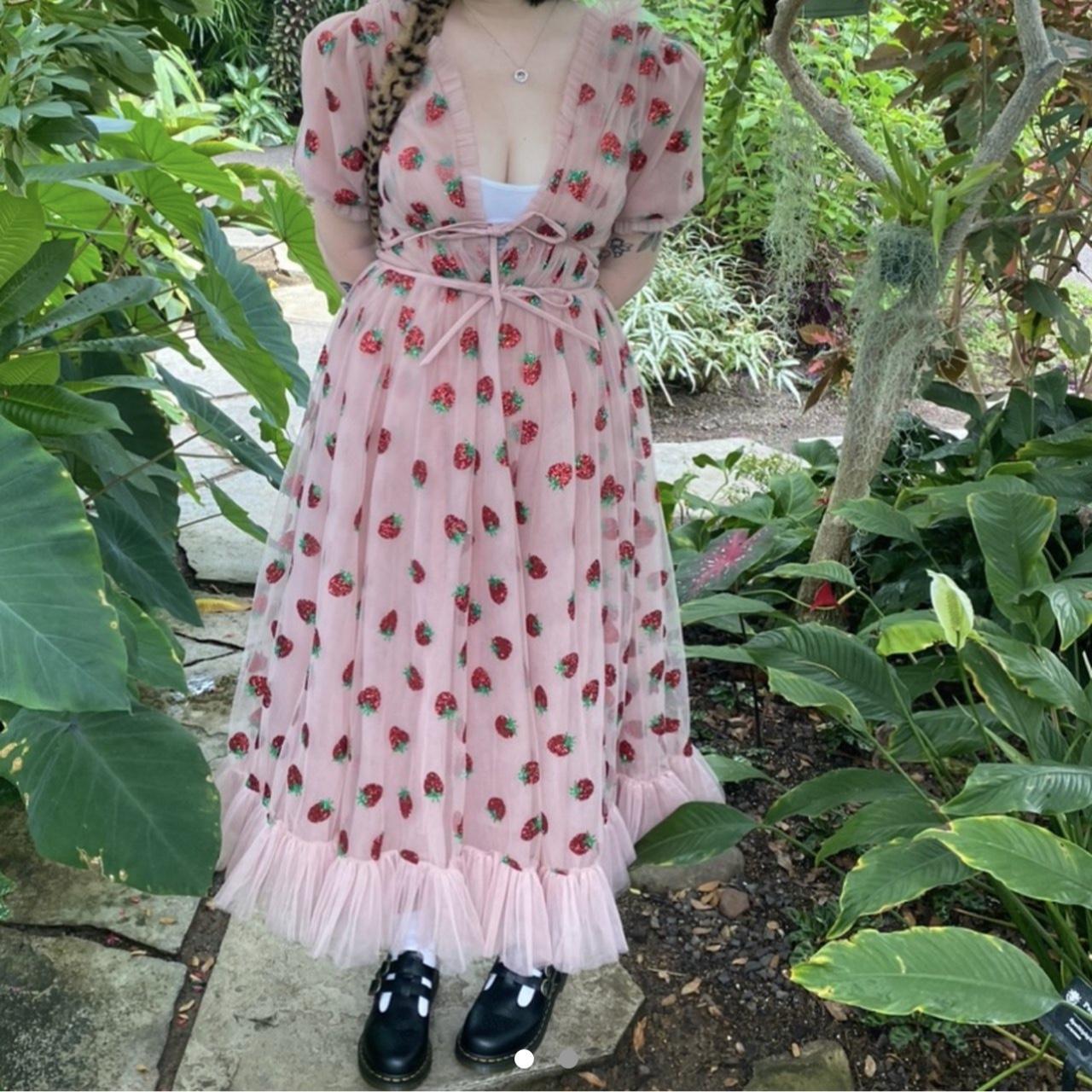 lirika matoshi strawberry dress / size medium!... - Depop