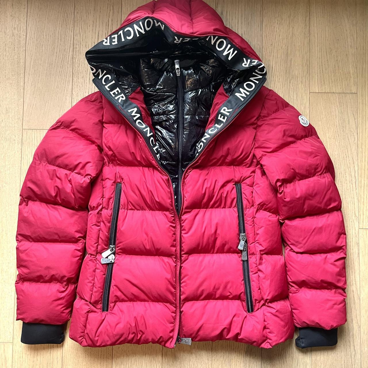 Red Moncler double layer puffer Jacket size LARGE /... - Depop