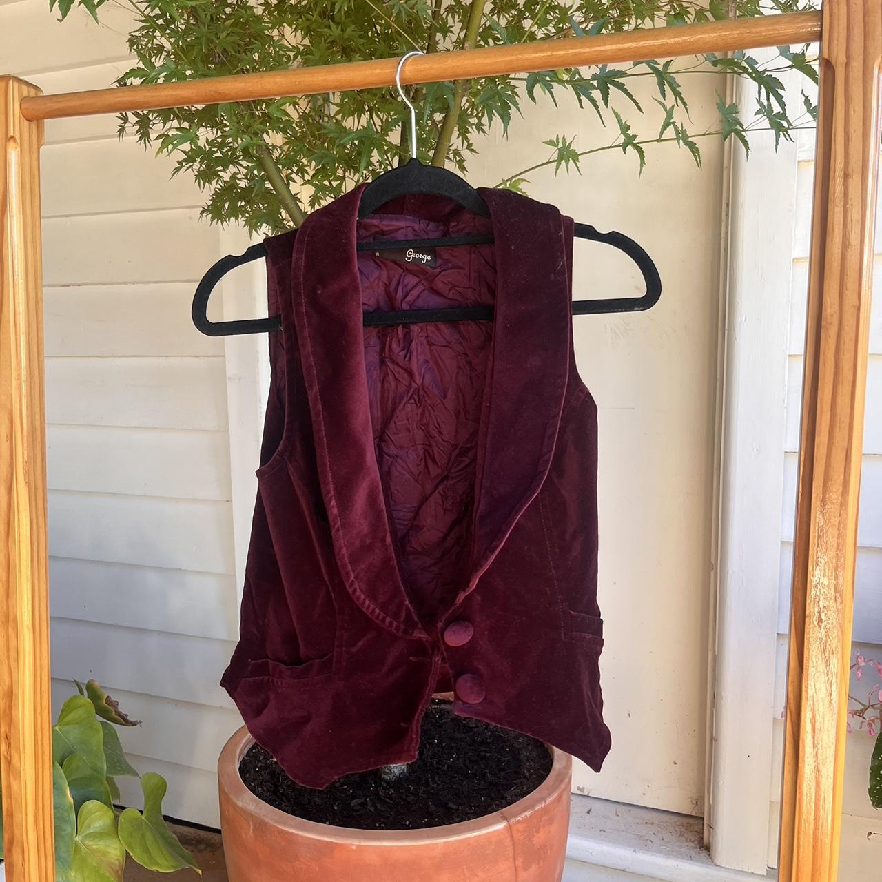 2000s Velvet maroon vest size: 10 condition: good,... - Depop