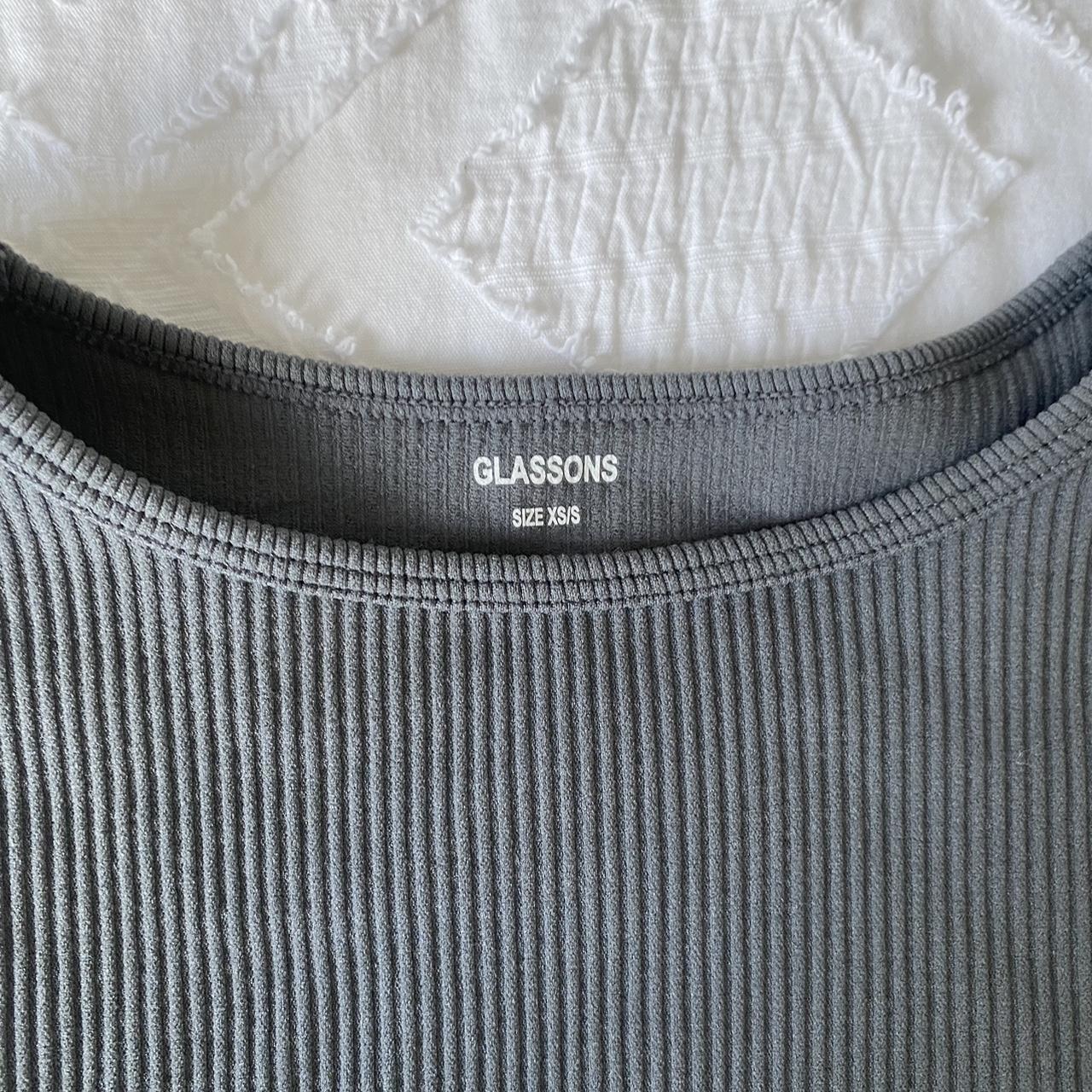 - Glassons ribbed knit long sleeve green/grey -... - Depop