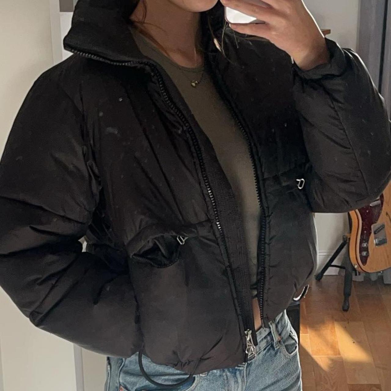 Weekday black puffer coat - Depop