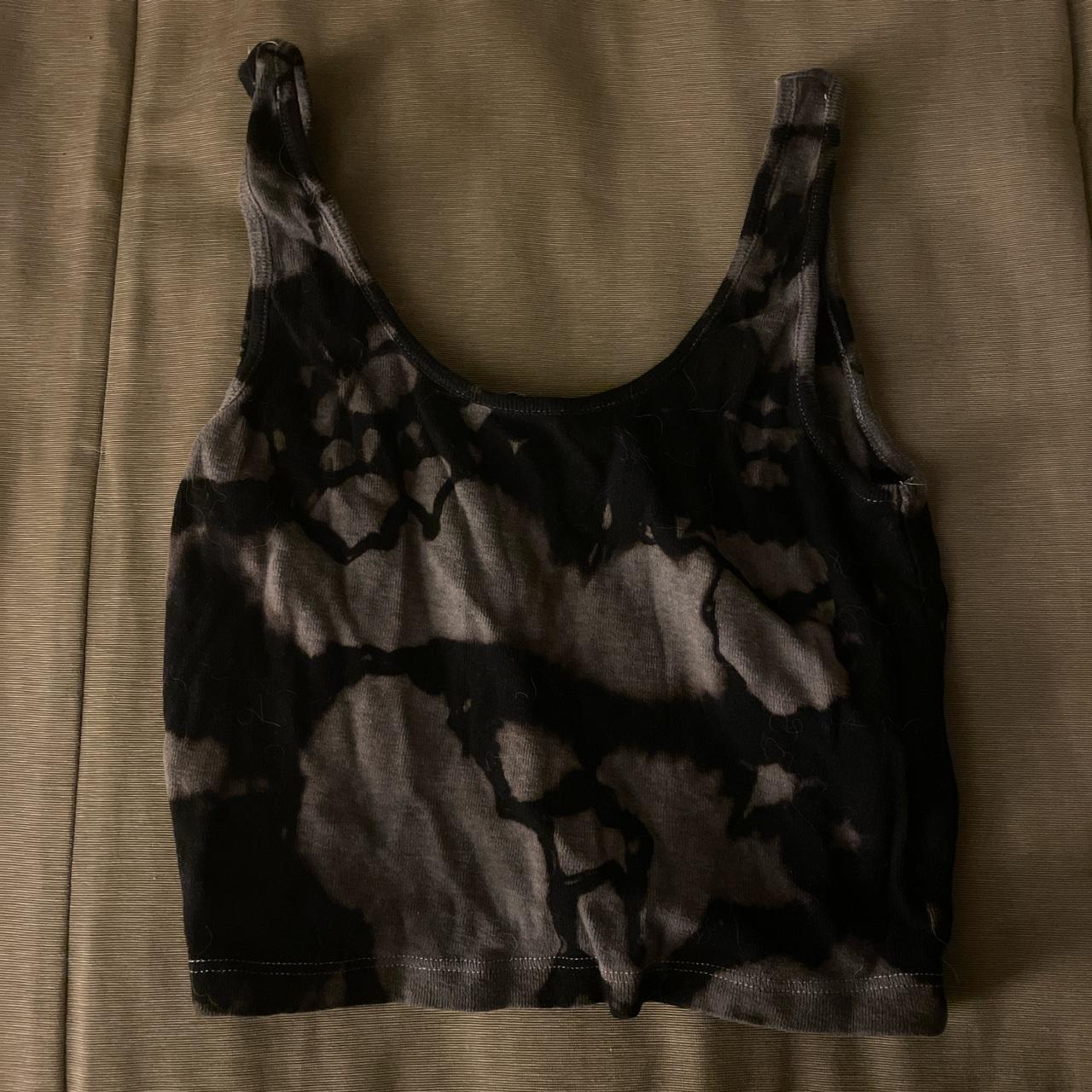 black and grey tie dye cropped tank top. brand:... - Depop