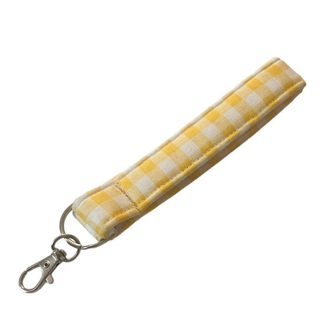 HANDMADE yellow gingham key fob! this can hold your... - Depop