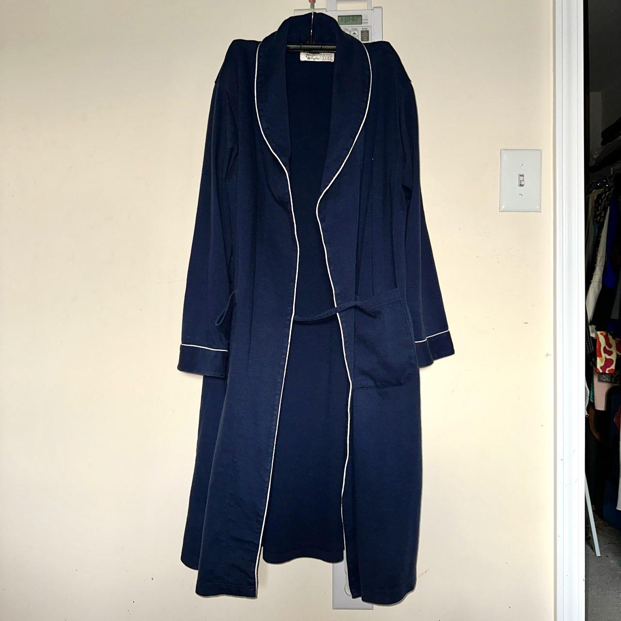 Blue navy robe with white lining in the brand an... - Depop