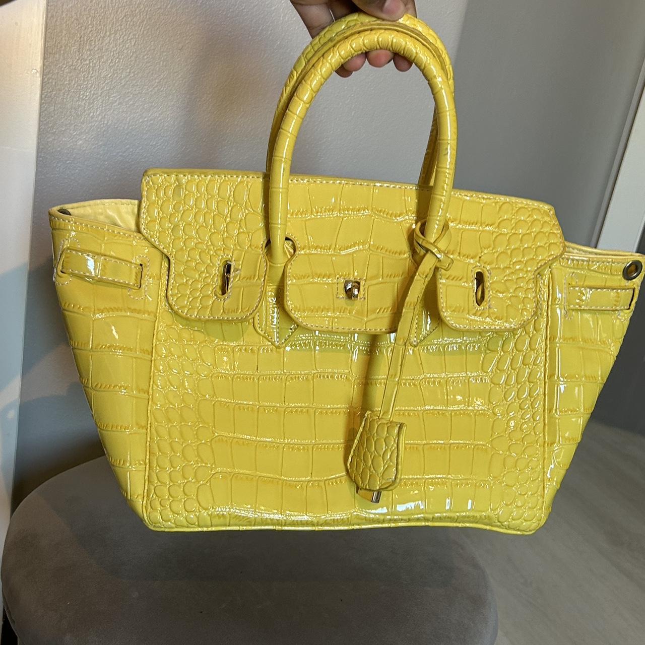 Crocodile Yellow Purse with Strap Elevate your look... - Depop