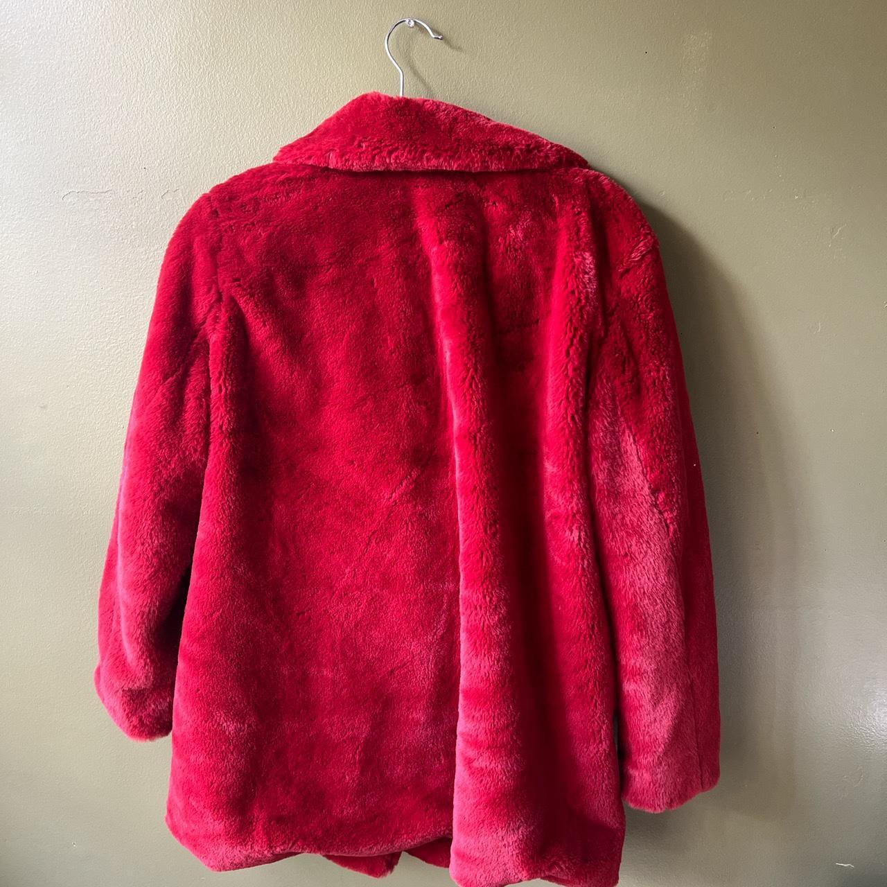 Medium, red, faux fur, coat Perfect to wear with a... - Depop