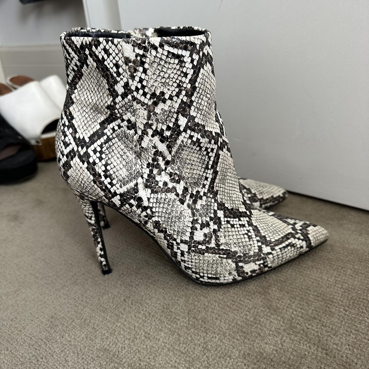 Betts Faux Snake Skin Boots - black and white. Size... - Depop