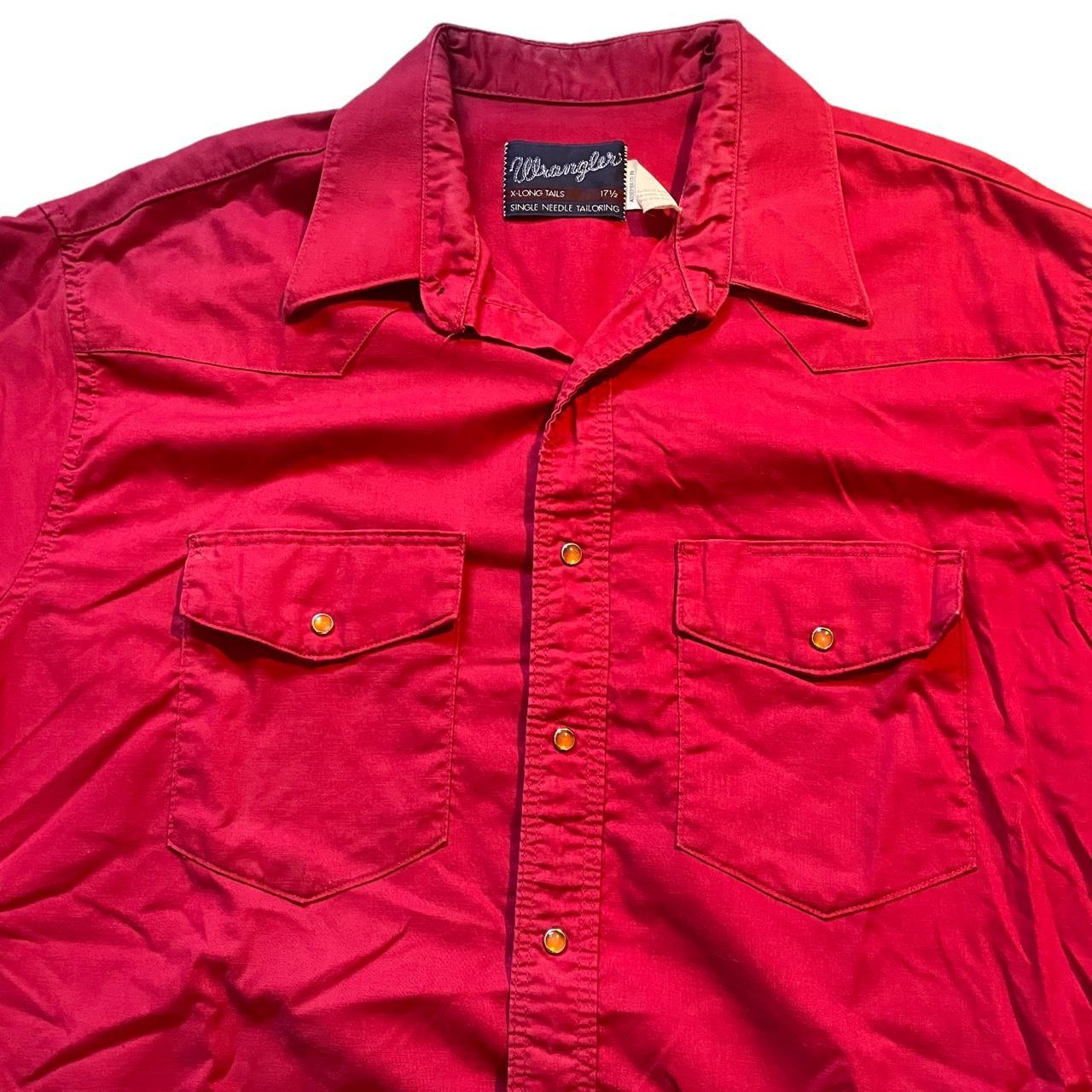 Vintage Wrangler Westernwear Red Pearl Snap Button... - Depop