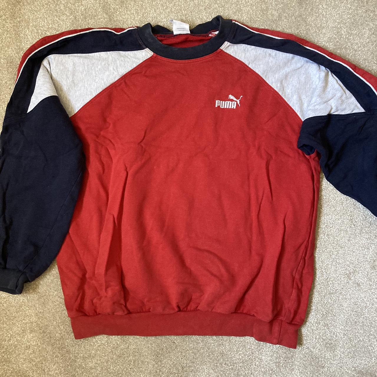 Puma Women's Red and Blue Jumper | Depop