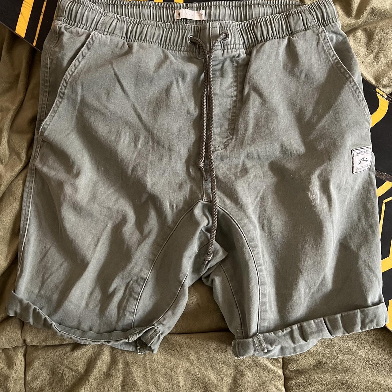 Rusty Men's Green and Khaki Shorts | Depop