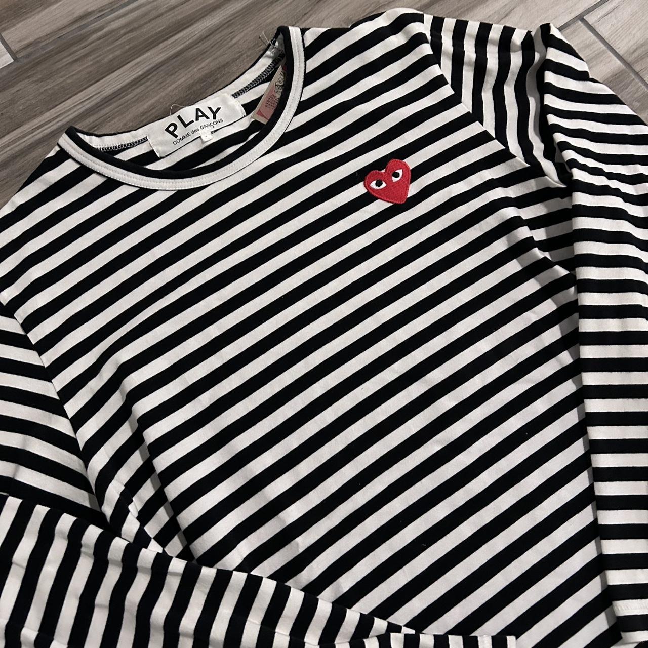 CDG Play striped heart long sleeve | Depop