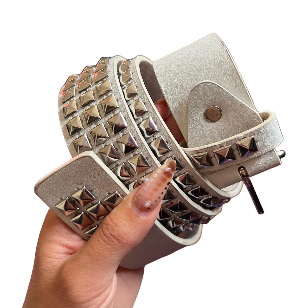 New white studded belt - Depop