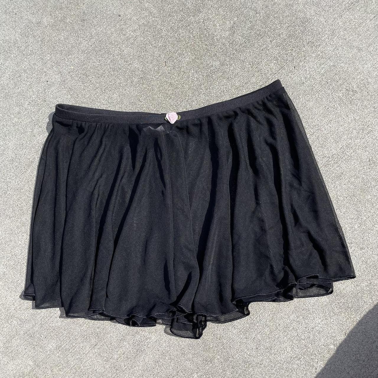Black mini mesh skirt with elastic waistband, 98%... - Depop