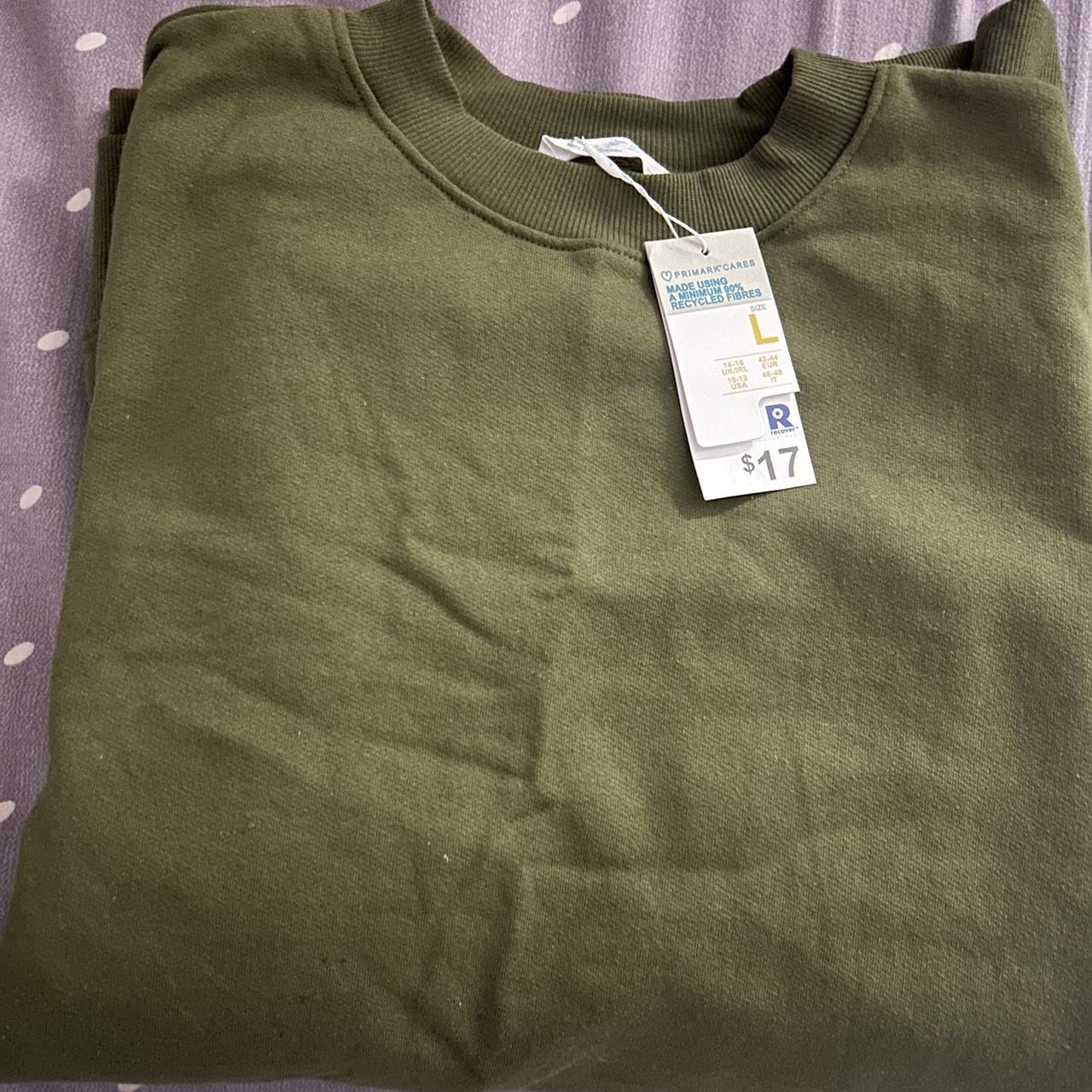 nwt primark oversized army green crew neck... - Depop