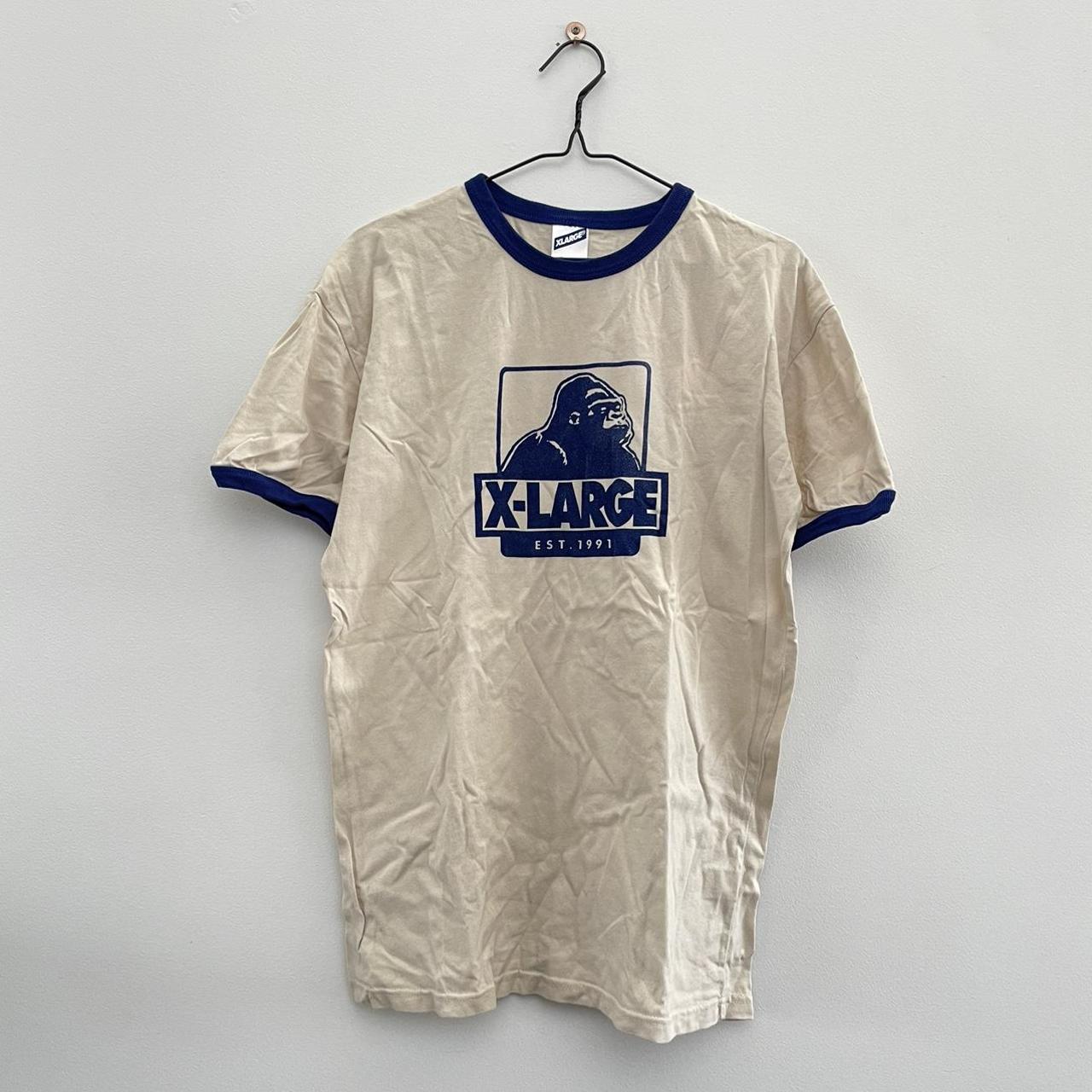 XLARGE BLUE RINGER CREAM TSHIRT Electric blue ringer... - Depop