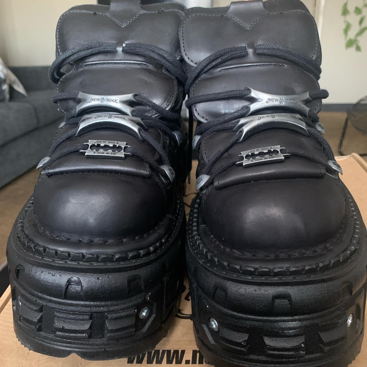 Black New Rock Platform Boots, only been worn a... - Depop