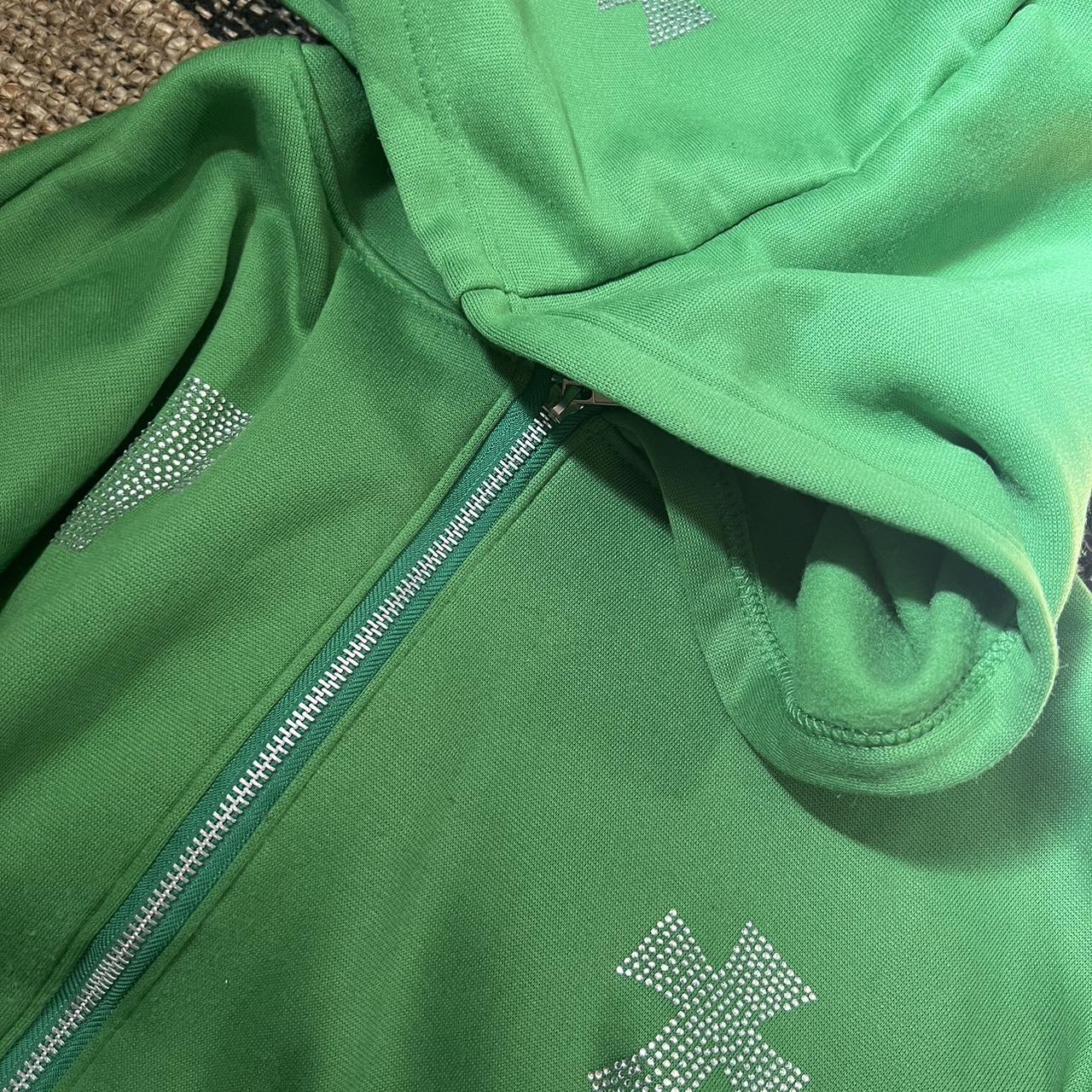 Green zip up with rhinestone details such a cute... - Depop