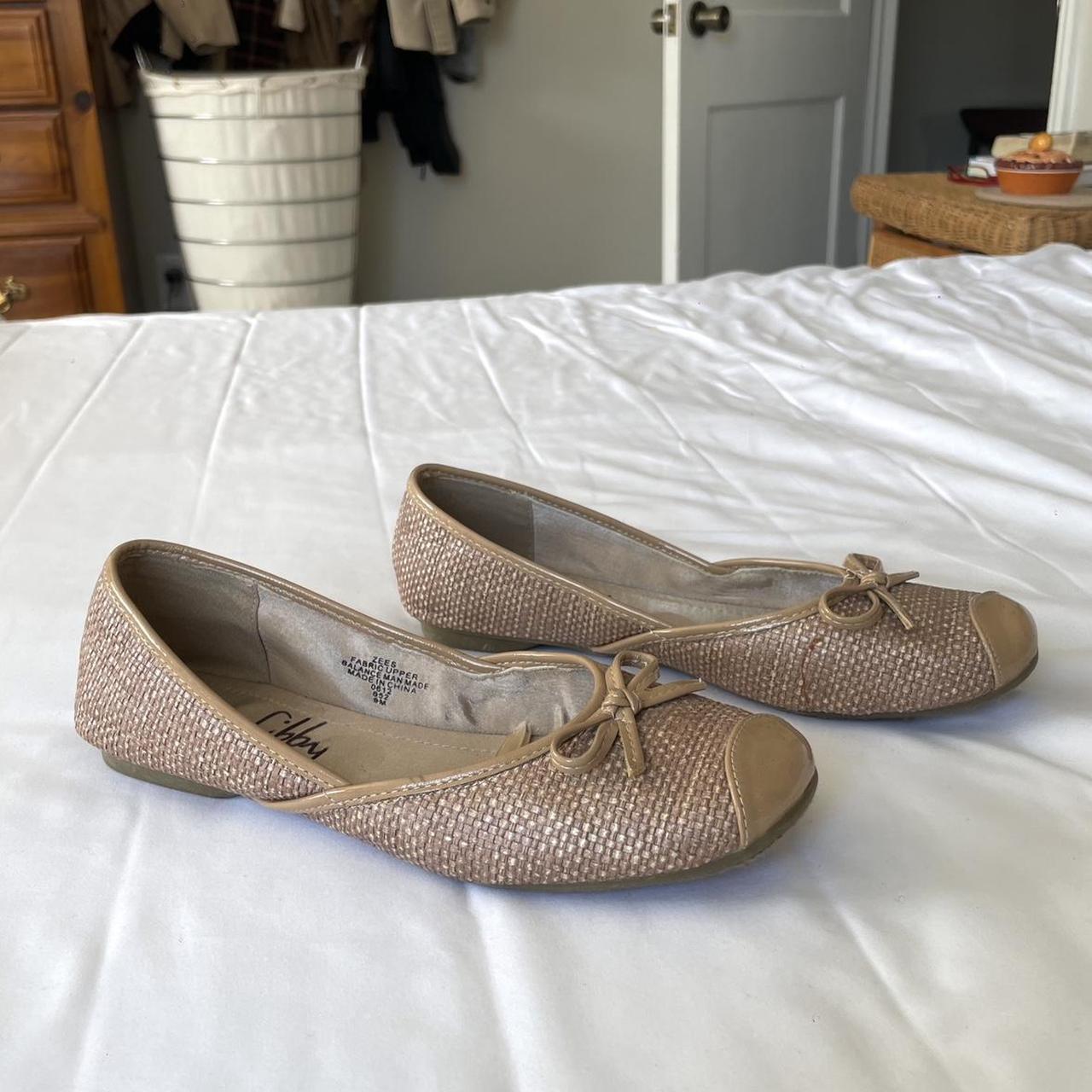 light pink / tan ballet flats by sam & libby size:... | Depop