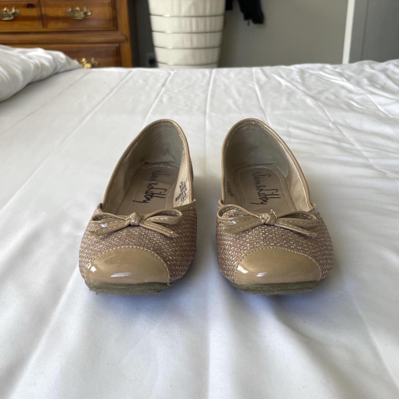 light pink / tan ballet flats by sam & libby size:... | Depop