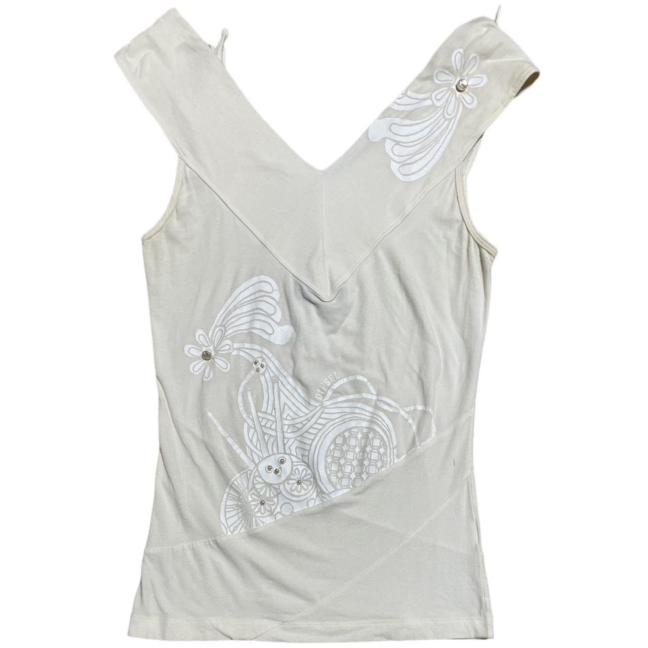 Diesel Red Tag Women's White and Pink Shirt | Depop