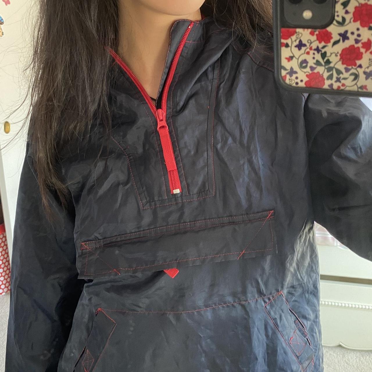 black and red windbreaker cropped, could make for... - Depop