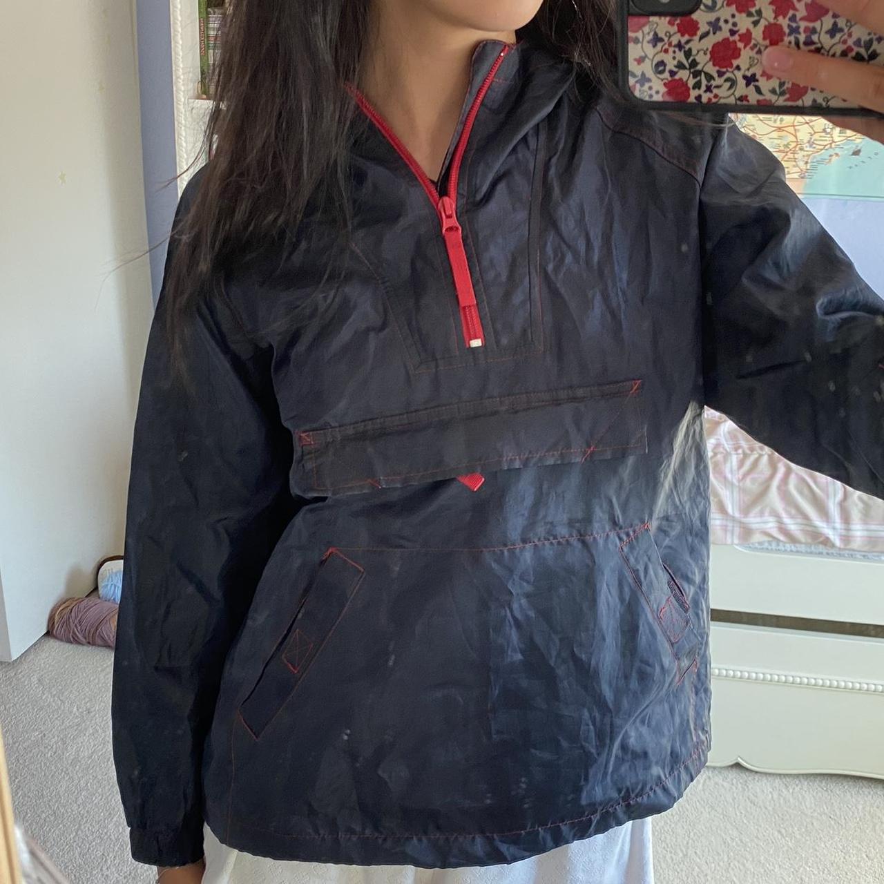 black and red windbreaker cropped, could make for... - Depop