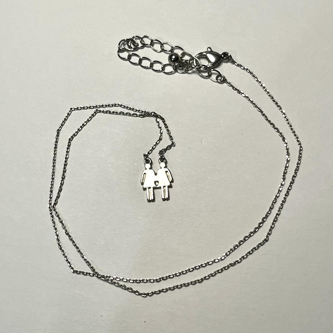 wlw holding hands subtle pride necklace very small... - Depop