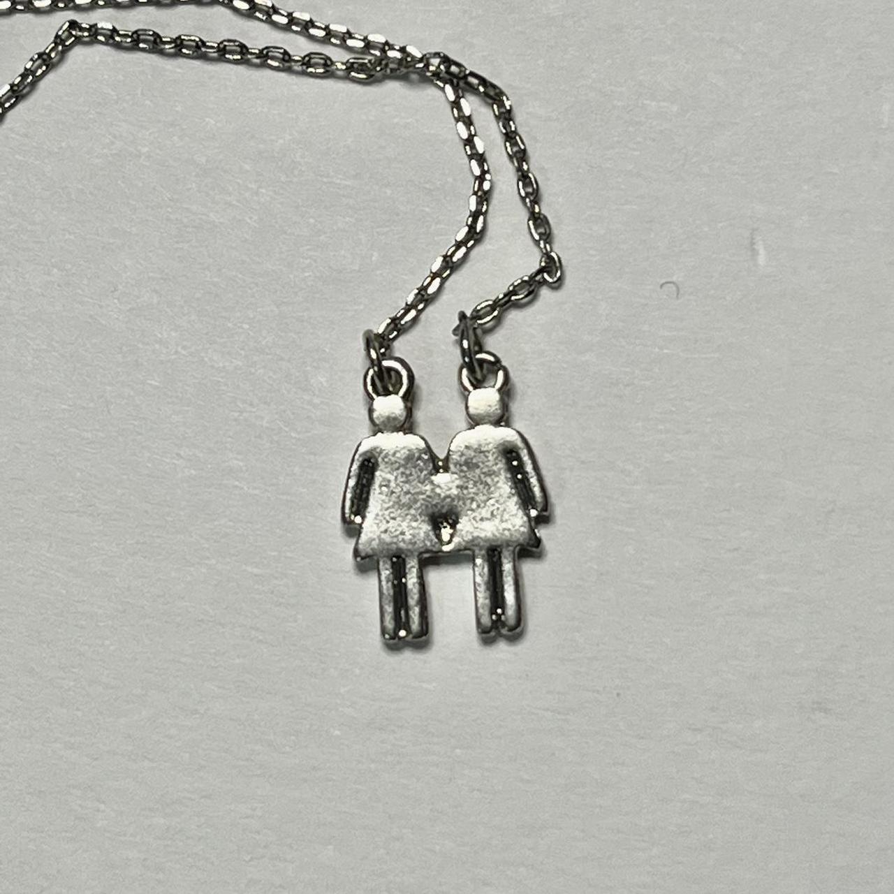 wlw holding hands subtle pride necklace very small... - Depop