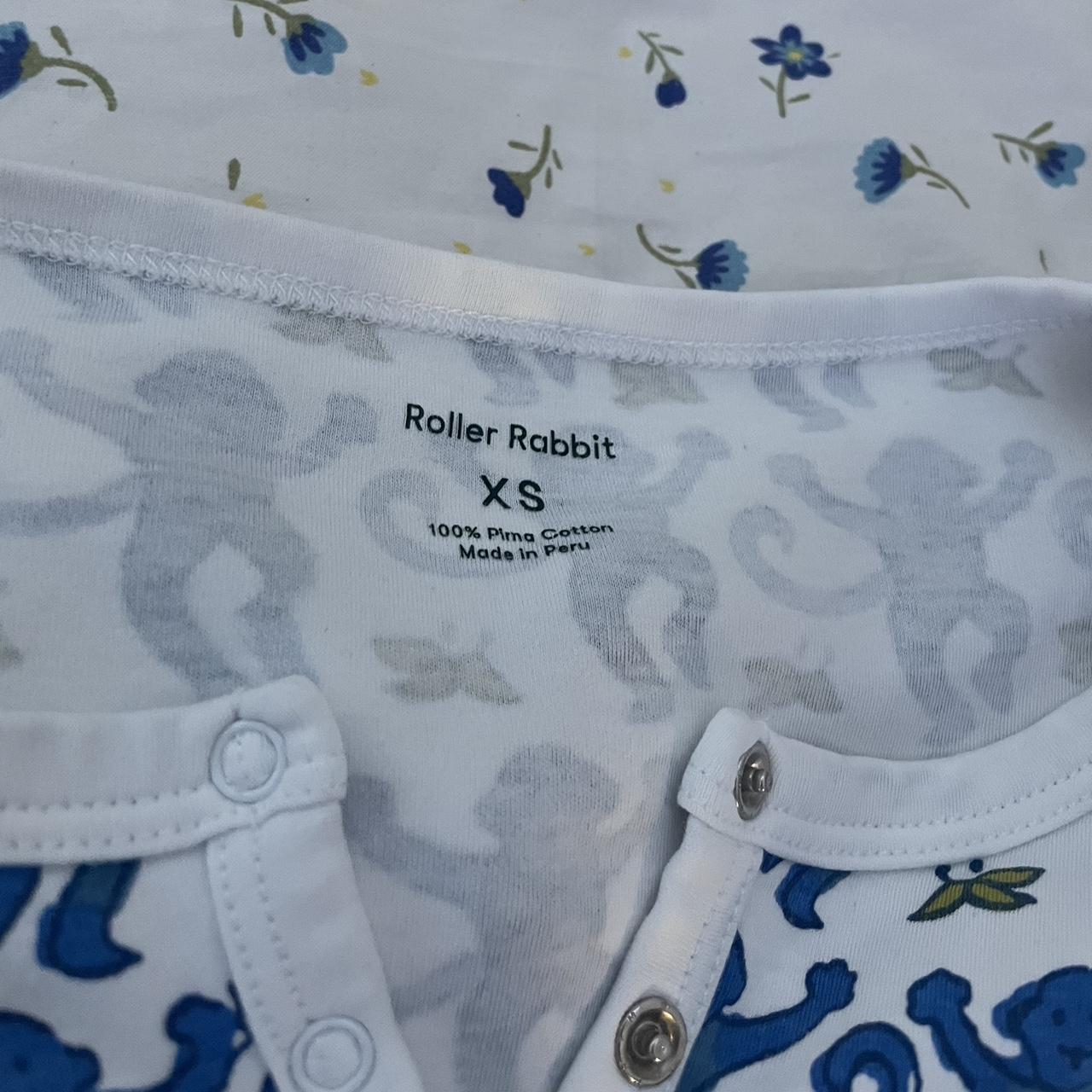 roller rabbit blue monkey long sleeve pj top;... - Depop