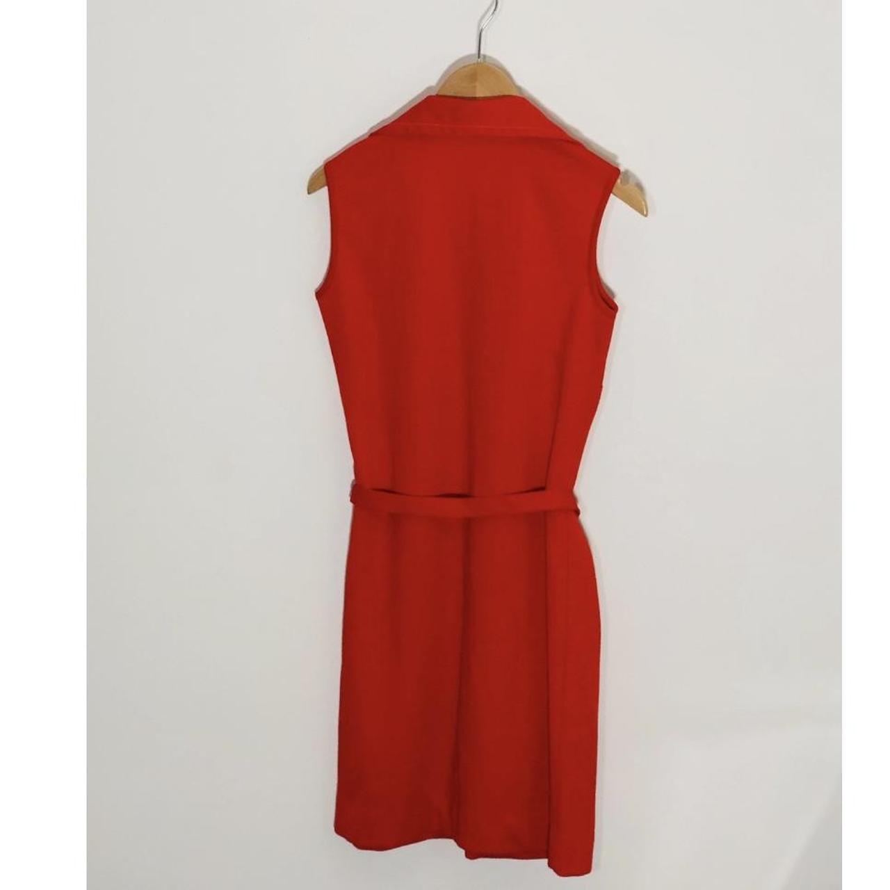 Red Mod Vintage House Dress with Wide Collar with... - Depop