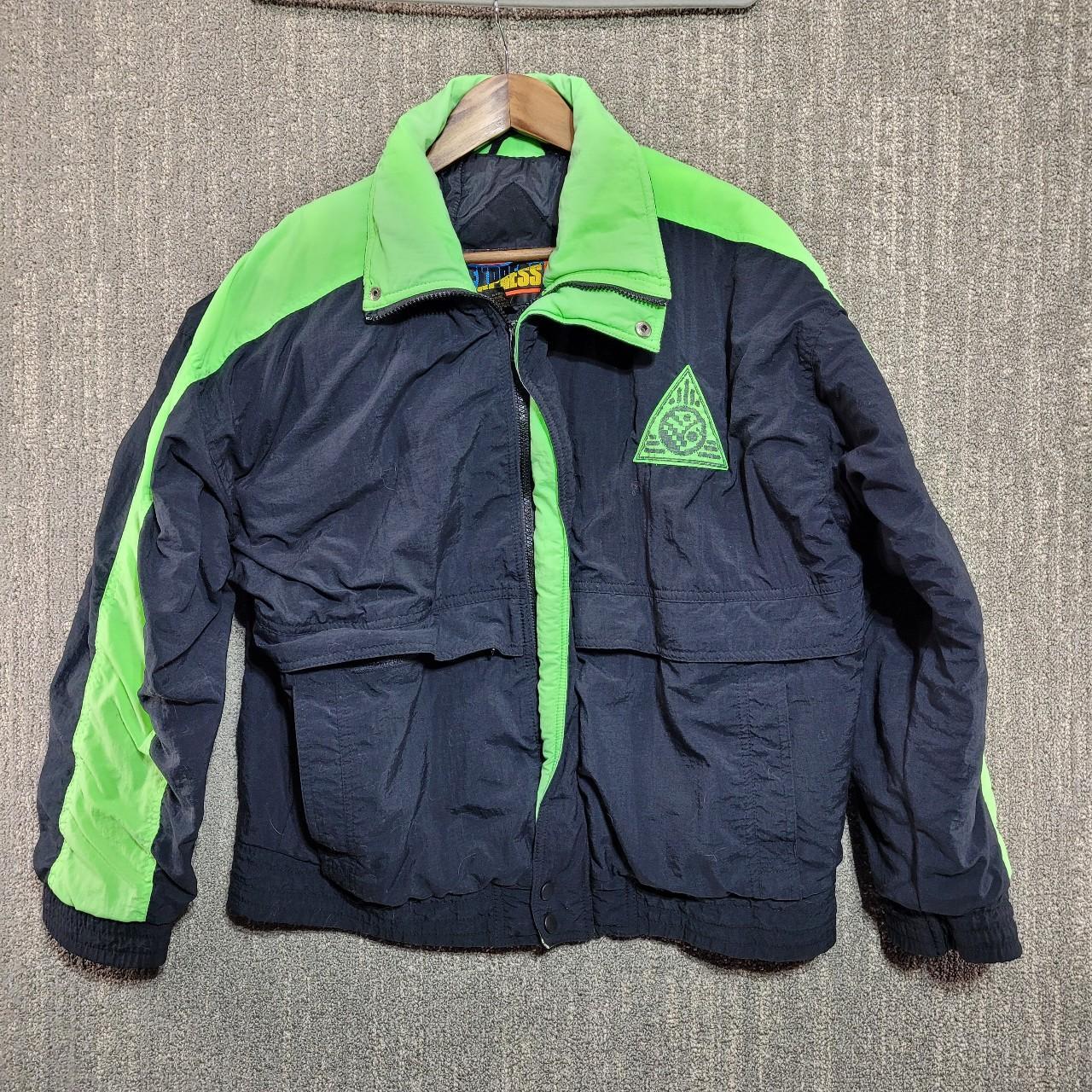 Vintage 90s neon jacket men's medium Classic neon... - Depop